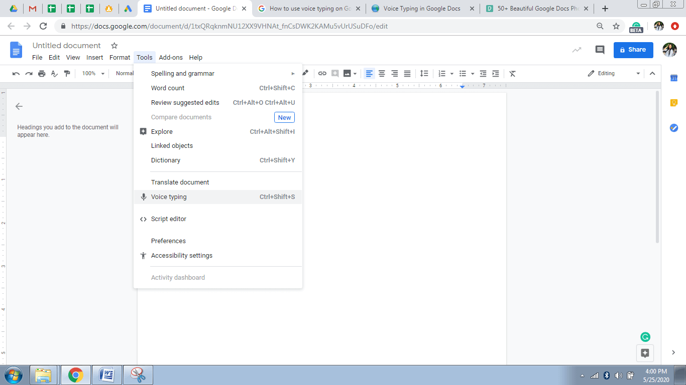 How to Use Voice Typing on Google Docs
